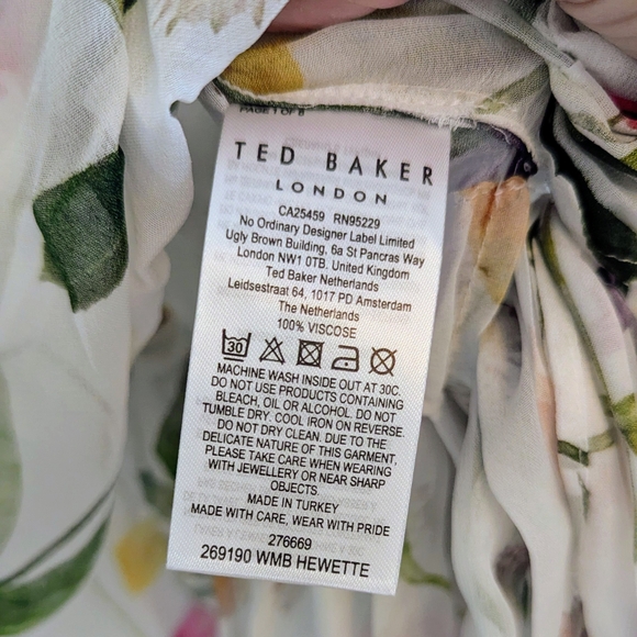 Ted Baker | Tops | Nwt Ted Baker Sheer Floral Blouse Waist Tie Us Size ...